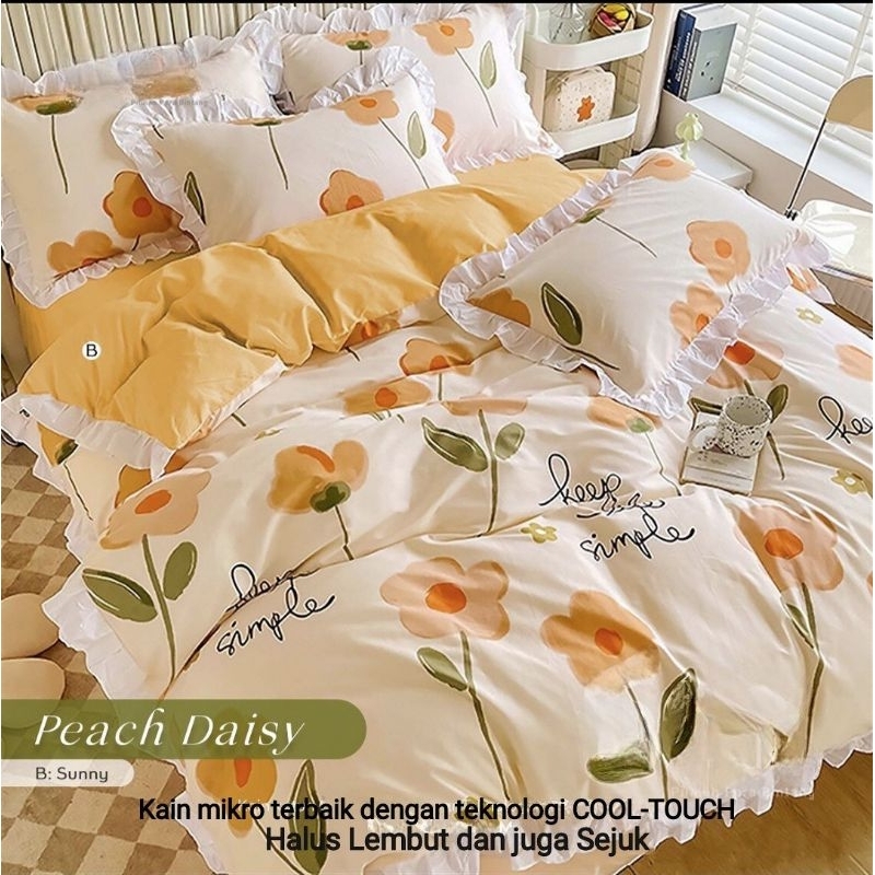 Jual Sprei Set Mixrotex Motif Peach Daisy Sunny & Lavender | Shopee ...