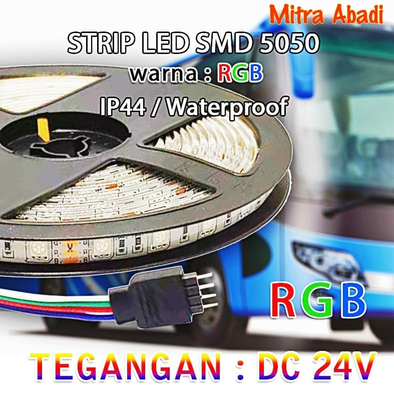 Jual Lampu LED Strip RGB 5050 DC 24V Flexible IP44 WATERPROOF | Shopee ...