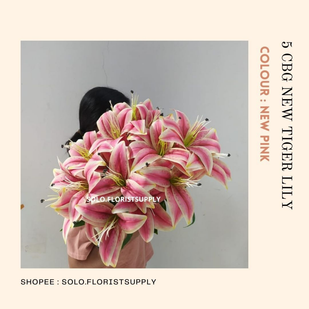 Jual 5 CABANG TIGER LILY Latex 5 Kuntum 2Biji Putik Daun Latex Bunga Lily Tiger Putih Kuning ...