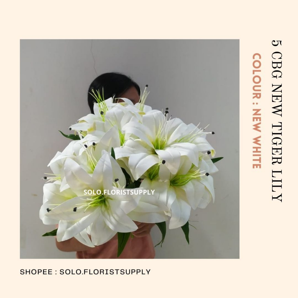 Jual 5 CABANG TIGER LILY Latex 5 Kuntum 2Biji Putik Daun Latex Bunga Lily Tiger Putih Kuning ...