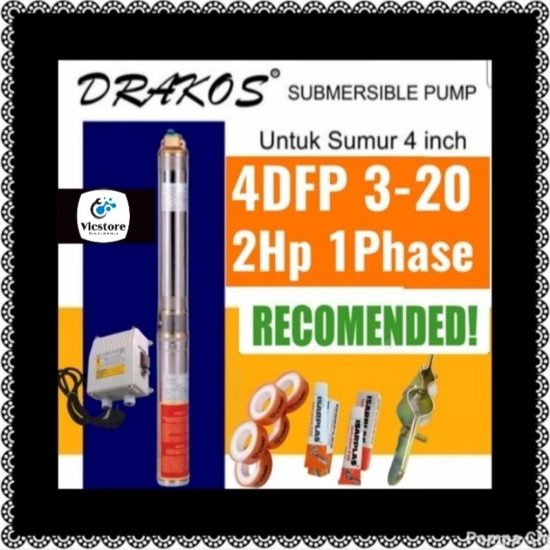 Jual Pompa satelit Drakos 2hp 1phase plus control box submersible 4inch ...