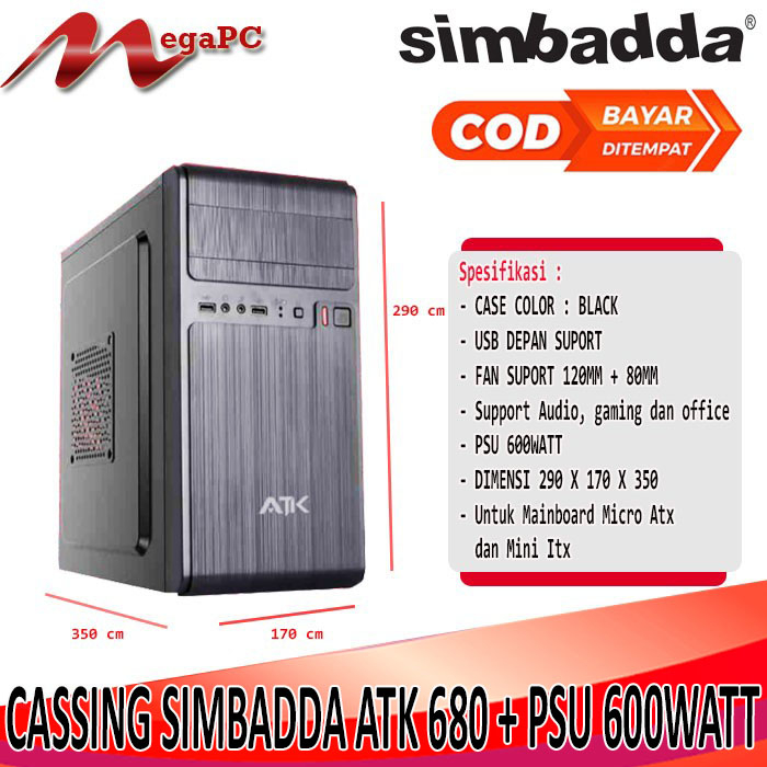 Jual Cassing Simbadda ATK 680 / ATK 685 include Power Supply 600Watt ...