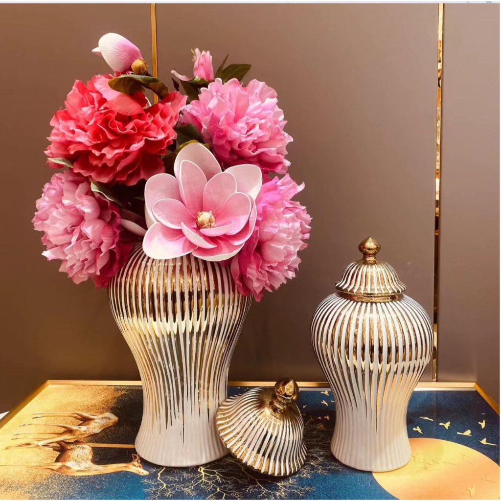 Jual Vas Guci Putih Gold Mewah / Luxury Decorative White Gold Vase ...