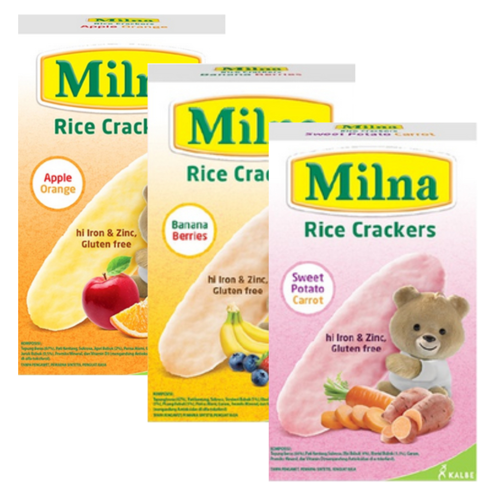 Jual MILNA RICE CRACKERS 4G X 5'S CAMILAN BAYI MAKANAN ANAK SNACK BABY ...