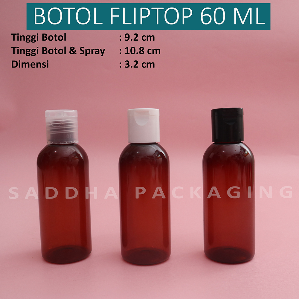Jual Botol Fliptop 60ml Amber PET / Botol Shampoo / Botol Sabun Isi Ulang Refill / BOTOL HandGel ...