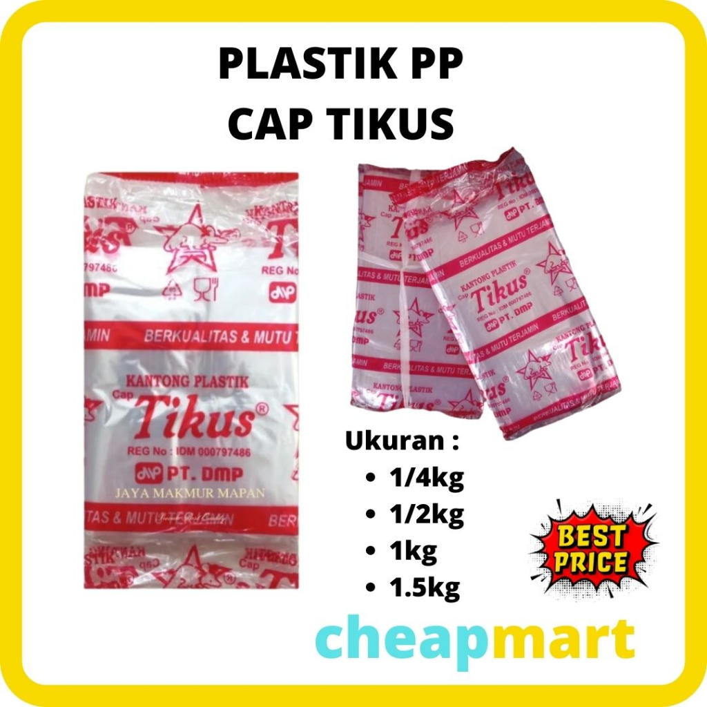 Jual Plastik PP Cap Tikus 1-pack ukuran 1/4kg, 1/2kg, 1kg, 1,5kg ...