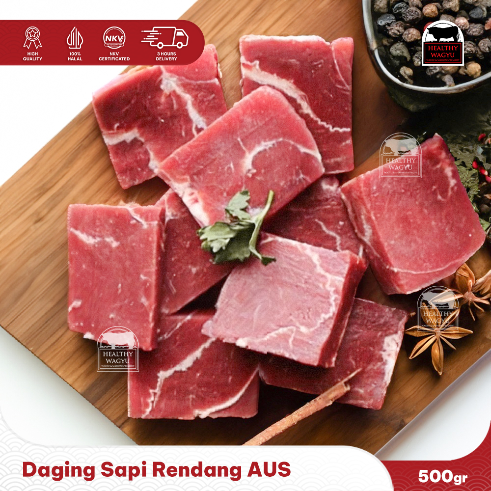 Jual Daging Rendang Sapi Beef Australia 500 Gram Healthy Wagyu | Shopee ...