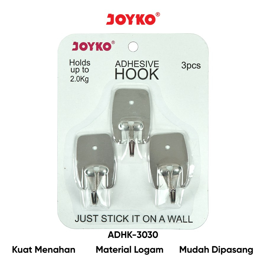 Jual Gantungan Adhesive Hook Tempel Dinding Perekat Joyko Stainless ...