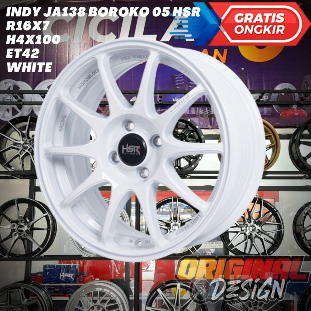 Jual Velg Mobil Ring 16 HSR INDY R16 Lebar 7 Lobang 4 ET42 White / Putih | Shopee Indonesia