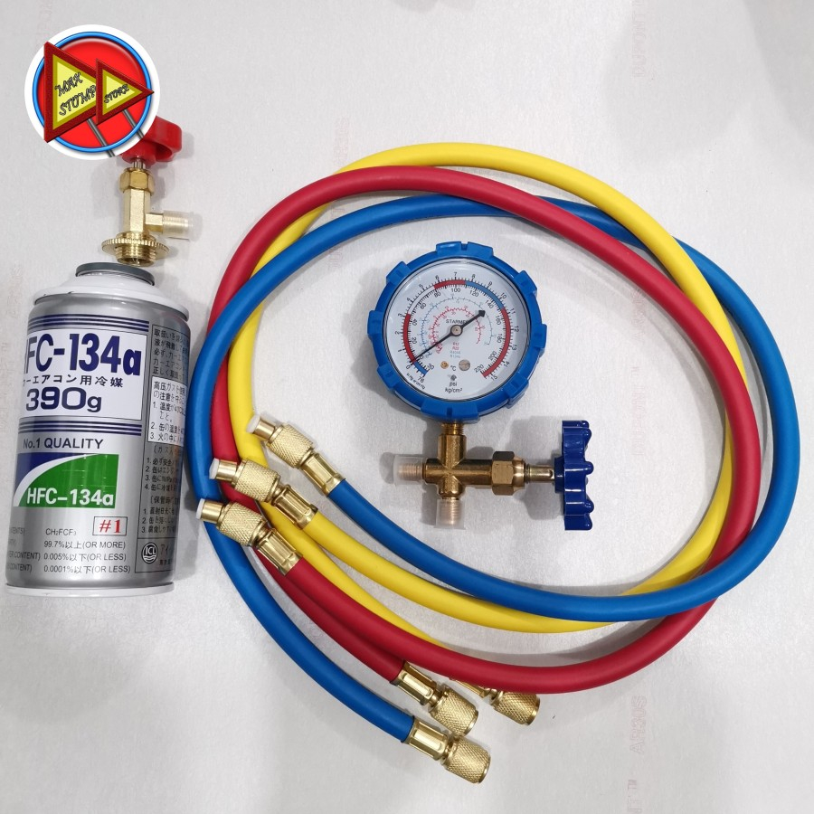 Jual Paket Alat Isi Pengisian Freon Kulkas Preon R134 Selang Manifol ...