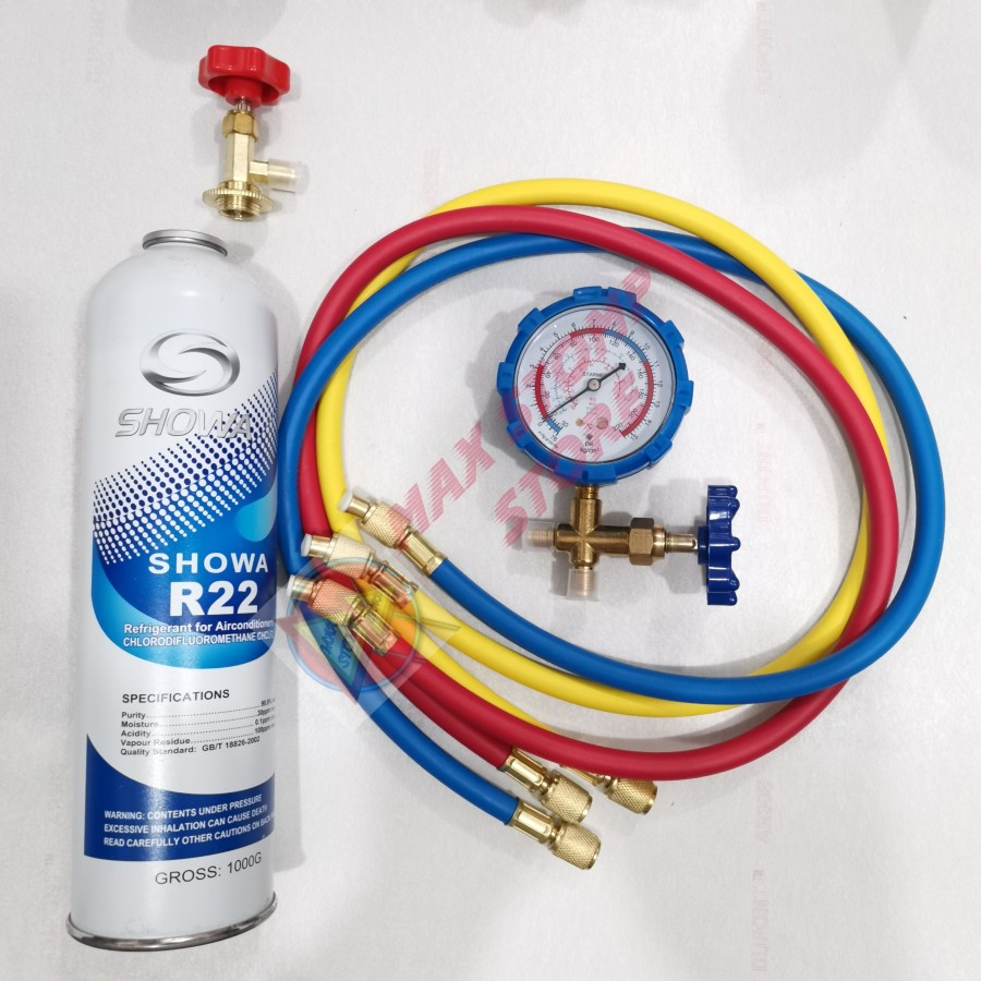 Jual Paket Alat Isi Pengisian Freon AC Preon R22 Selang Manifol Kran ...