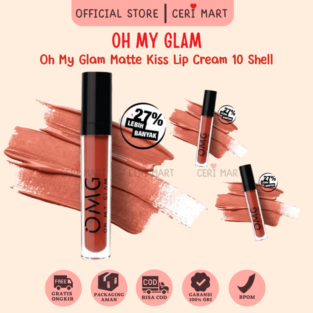Jual OMG OH MY GLAM Matte Kiss Lip Cream 10 Shell 3.5 g - Lip Cream ...