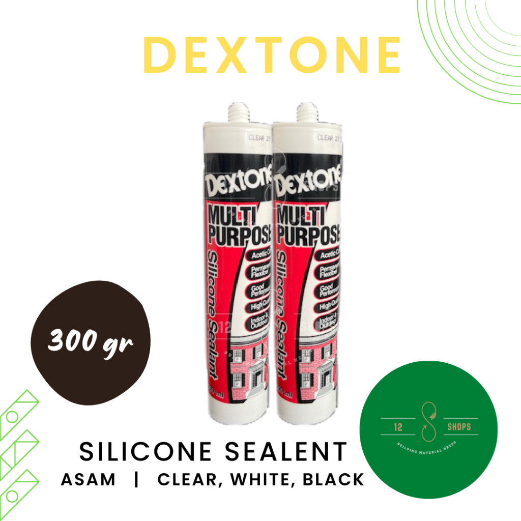Jual LEM SILICONE SEALENT DEXTONE LEM TEMBAK TABUNG CLEAR WHITE BLACK ...