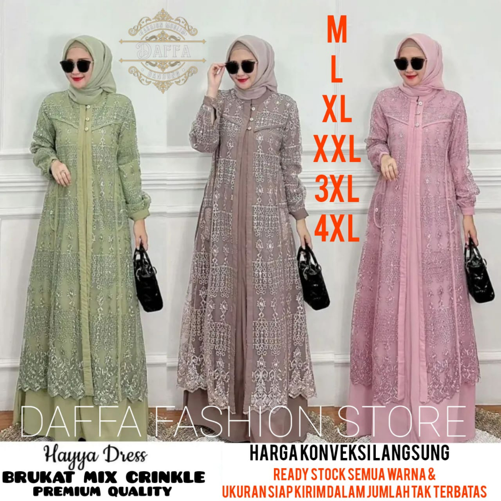Jual Hayya Dress New Brukat Gamis Muslim DRESS BRUKAT HAYYA DRESS GAMIS PESTA MEWAH CRINKLE MIX ...