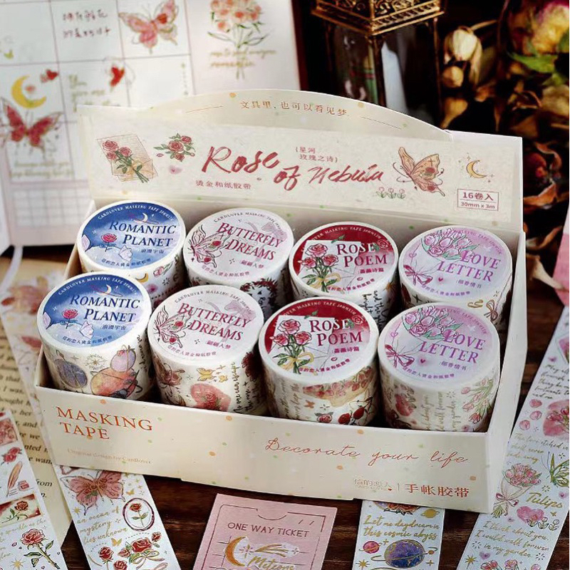 Jual washi tape selotip gold foil bunga planet 30 mm | Shopee Indonesia