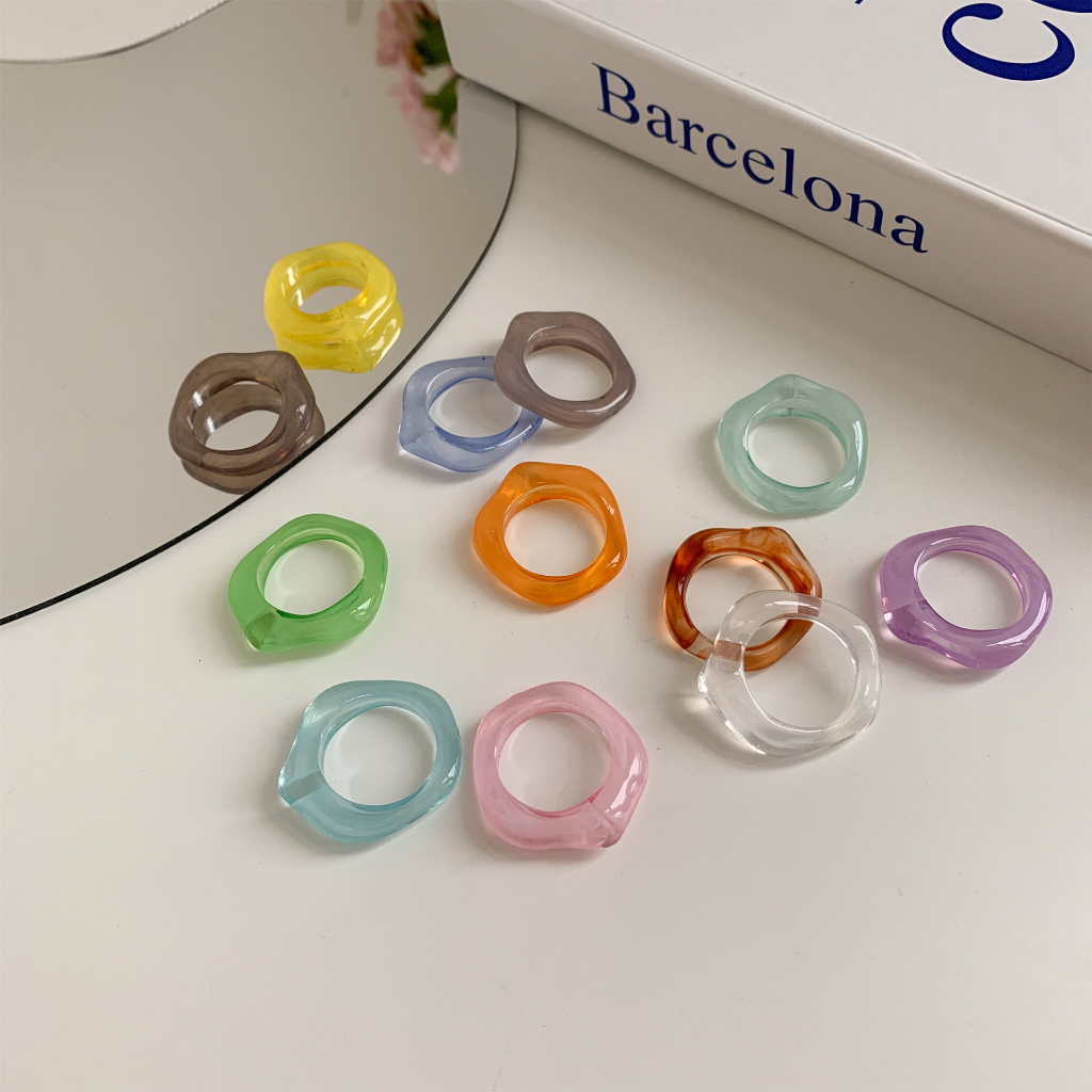 Jual Cathy - Ring Cincin Akrilik Polos Wanita Pria Simple Aesthetic ...