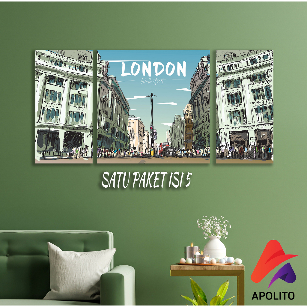 Jual HIASAN DINDING GAMBAR PEMANDANGAN LONDON (FULL SET ISI 3) WALL ...