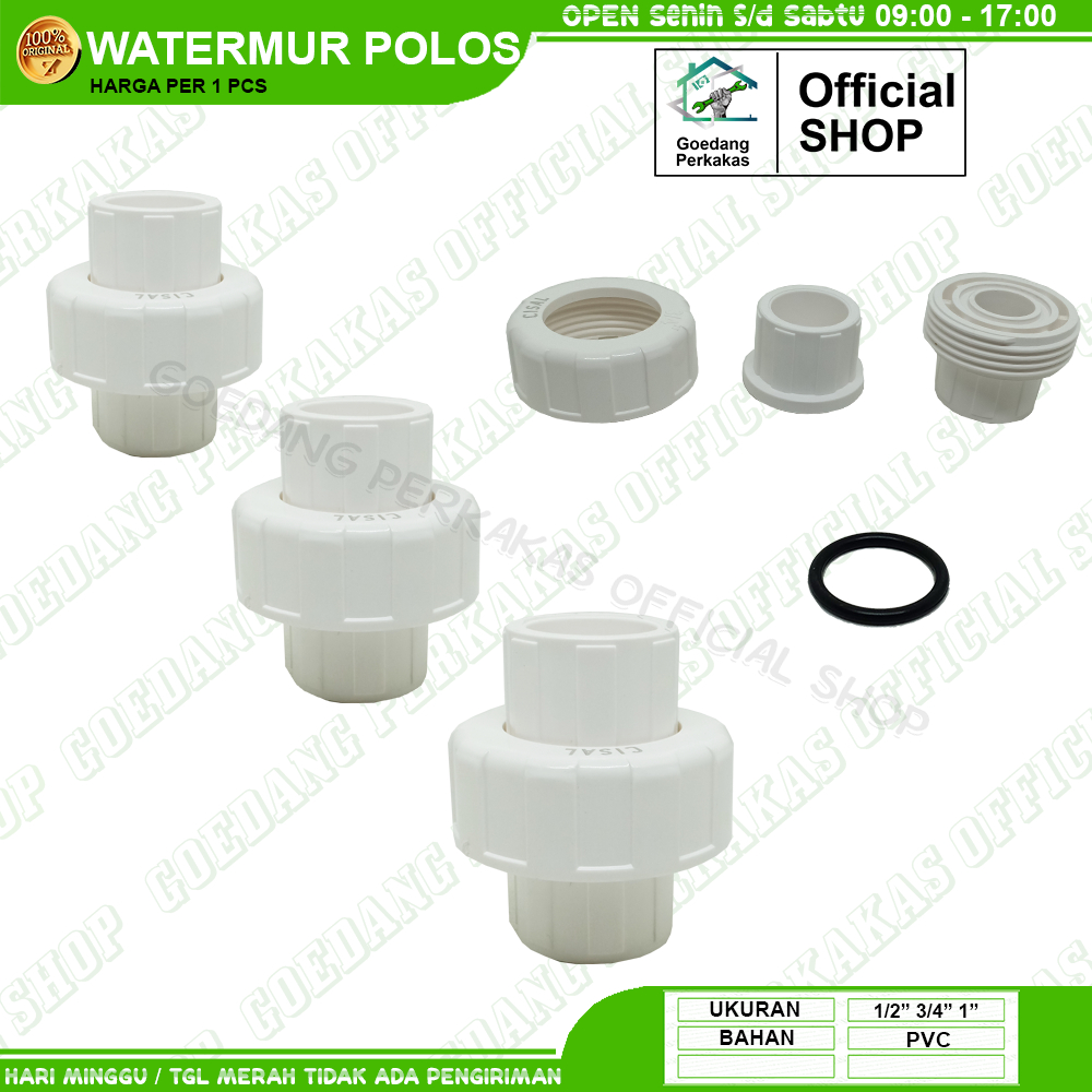 Jual Watermur Polos Pvc Non Drat Cisal 1/2" 3/4" 1" Putih Water Mur ...