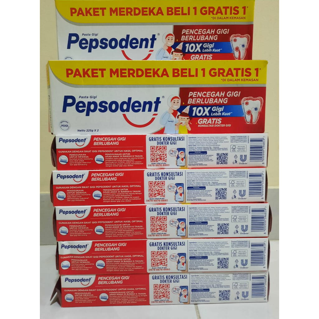 Jual Pepsodent 225gr isi 2 paket hemat merdeka | Shopee Indonesia