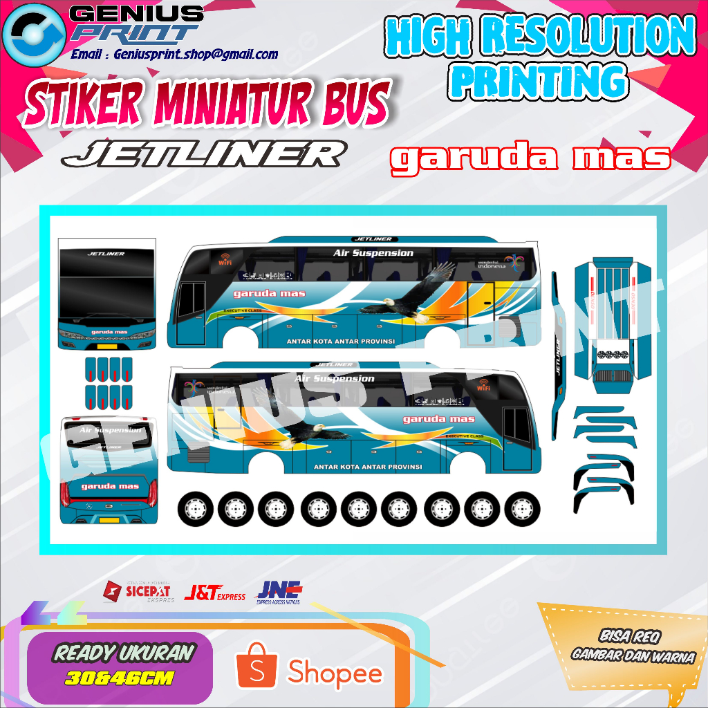 Jual Stiker A3 Miniatur Bus Jetliner Livery Luragung Jaya | Efisiensi ...
