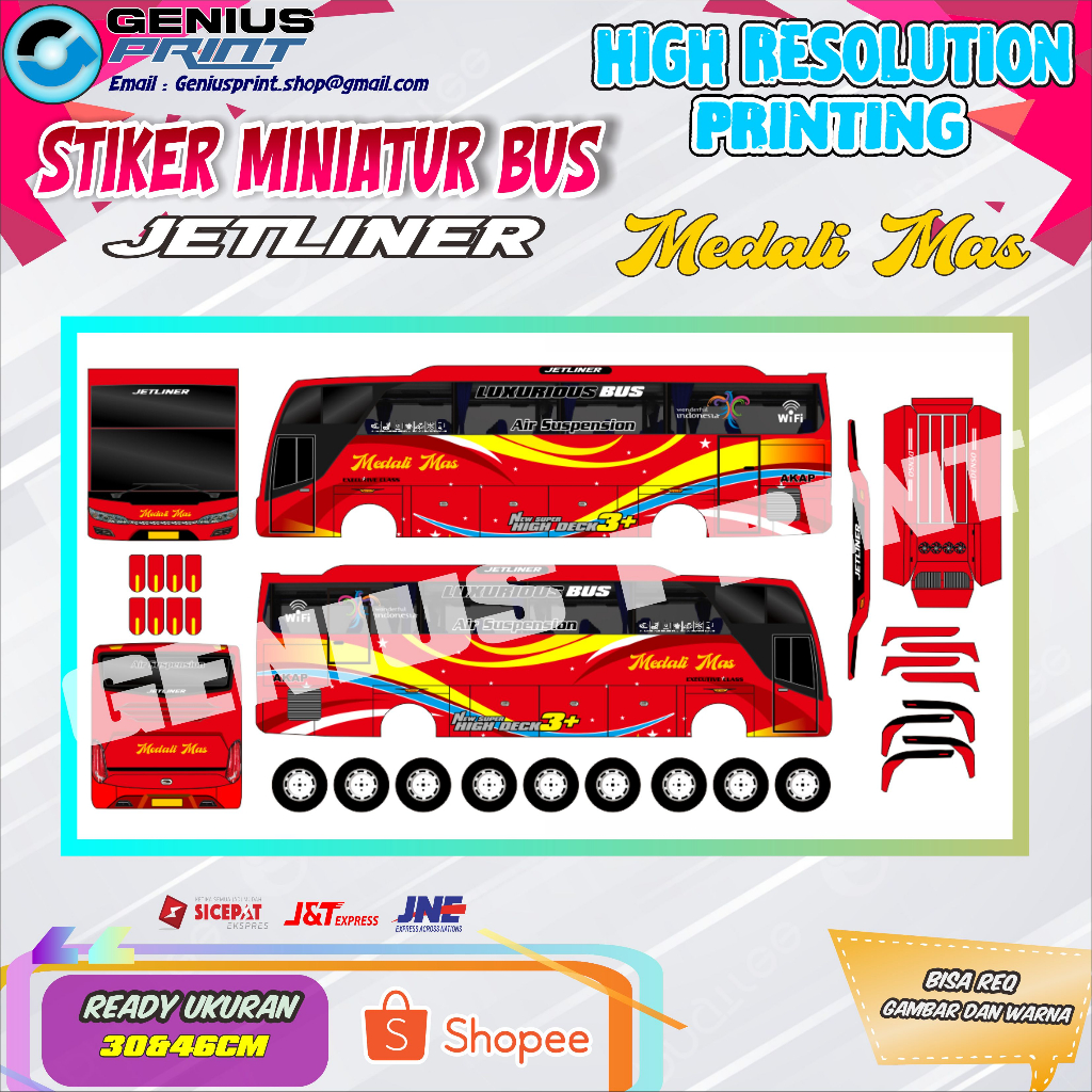 Jual Stiker A3 Miniatur Bus Jetliner Livery Luragung Jaya | Efisiensi ...