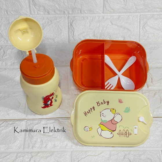Jual Kotak Makan Set Botol Minum Anak Sekolah Lunch Box Set 2 Sekat Sendok Garpu Kotak Makan ...