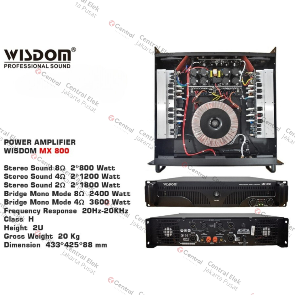 Jual power wisdom mx800 2 channel power amplifier wisdom mx-800 ...
