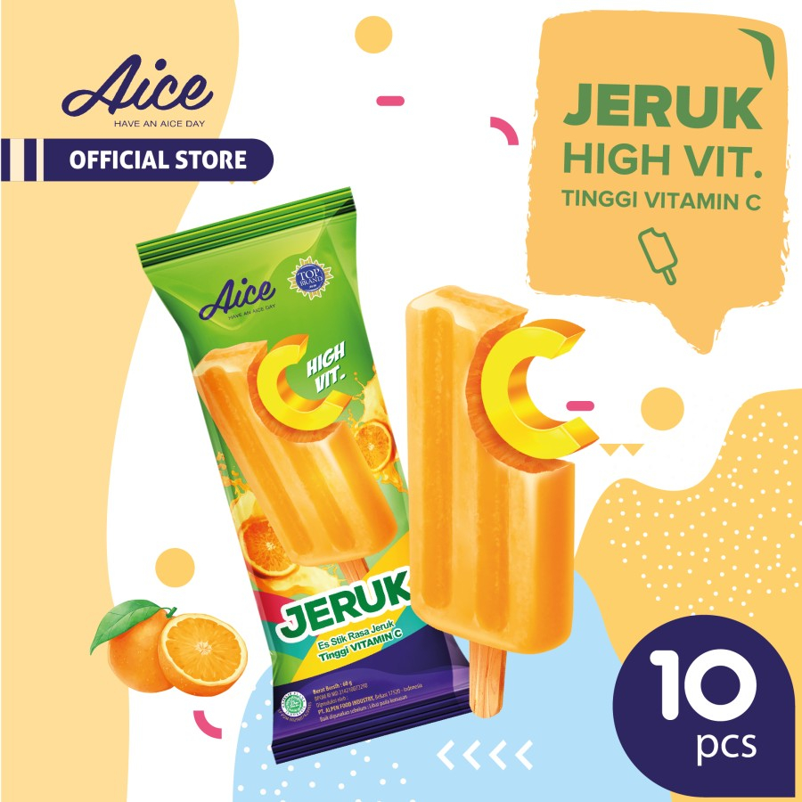 Jual Aice Ice Cream Jeruk Stick 60g isi 10 pcs Eskrim rasa jeruk orange ...
