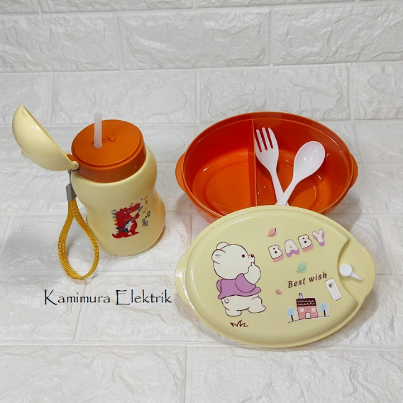 Jual Kotak Makan Set Botol Minum Anak Sekolah Lunch Box Set 2 Sekat Sendok Garpu Kotak Makan ...