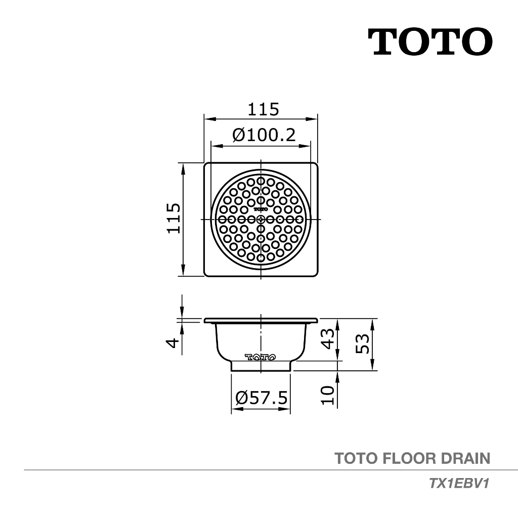 Jual TOTO Floor Drain With Square Flange / Floor Drain TX1EBV1 | Shopee ...