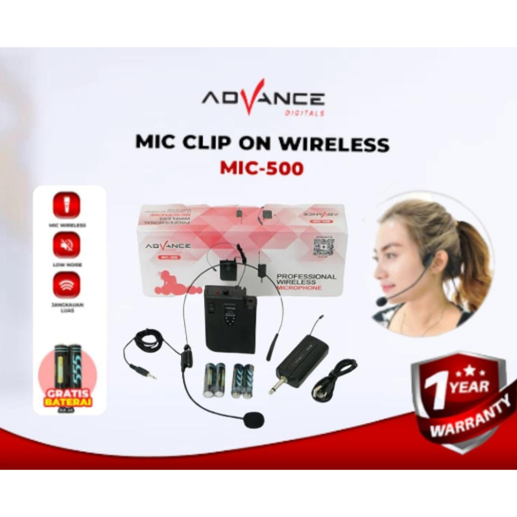 Jual Mic Bando Wireless Advance Mic-500 Mic Bando Wireless Mic Clip On / Microphone Eksternal ...