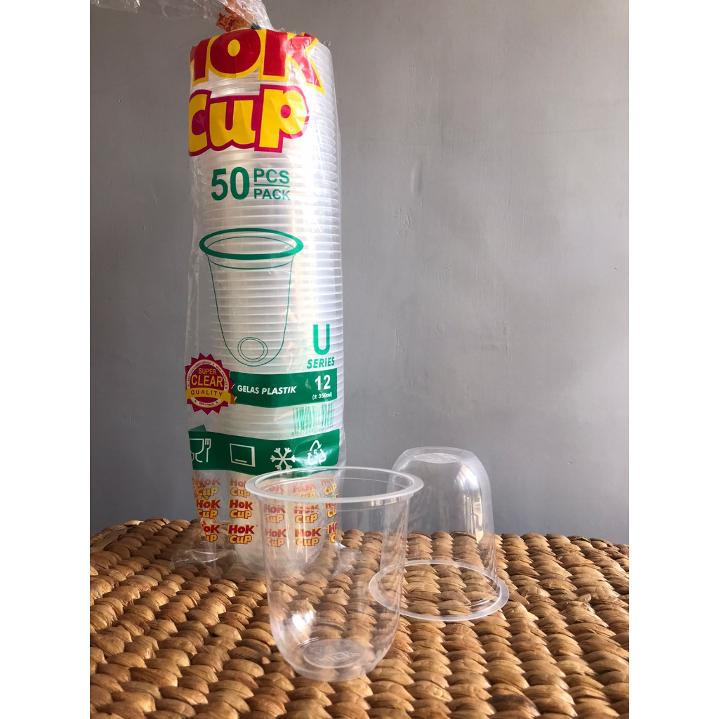 Jual GELAS PLASTIK BENING BENTUK OVAL/U-SERIES 12 OZ UNTUK MINUMAN TAKE ...
