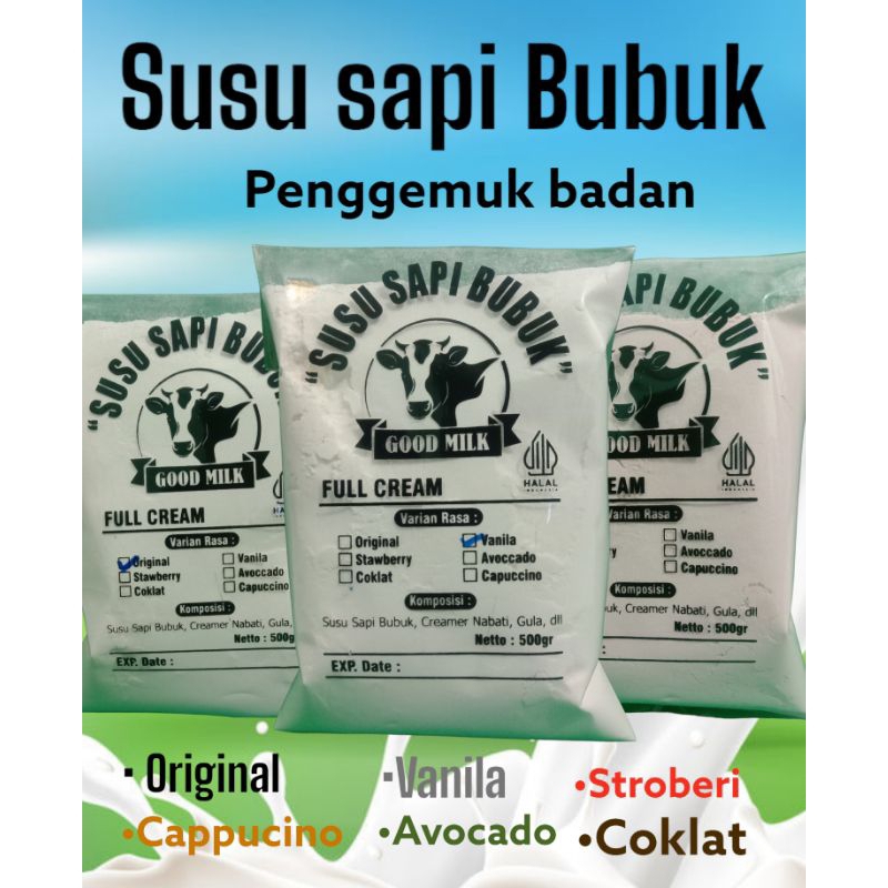 Jual susu bubuk sapi fullcream penggemuk badan netto 500gr | Shopee ...
