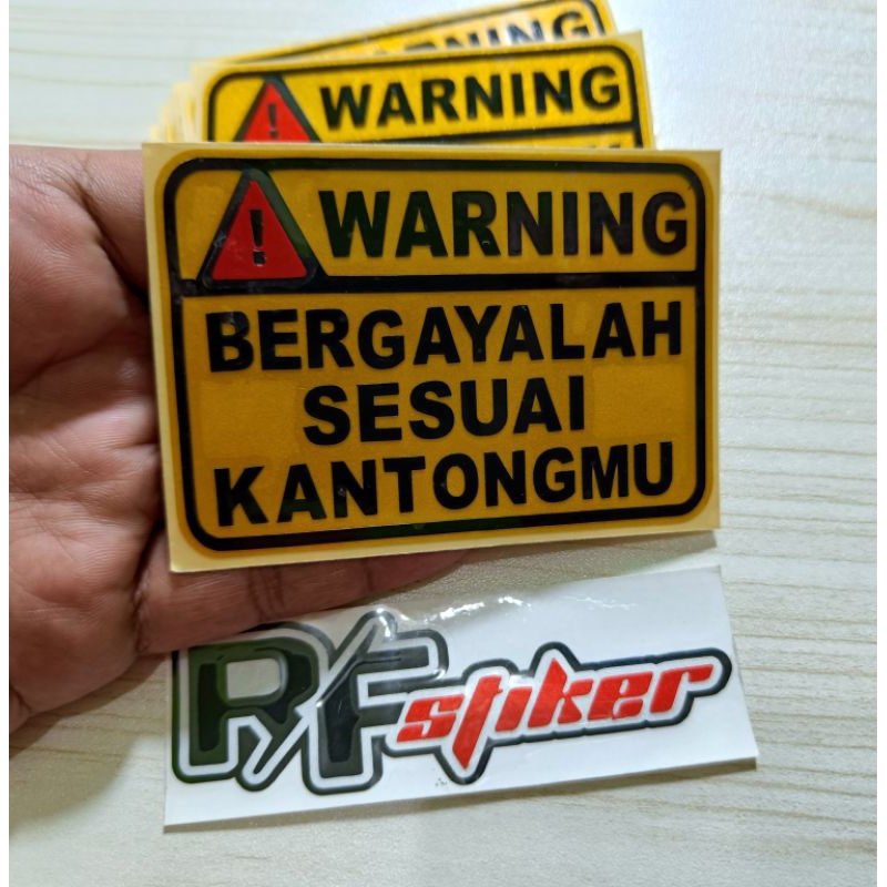 Jual Stiker sticker lucu warning begayalah sesuai kantongmu stiker motor cutting | Shopee Indonesia