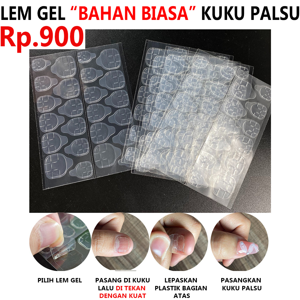 Jual LEM GEL DOUBEL TAPE BIASA 1 STRIP ISI 24 PCS / KUKU PALSU / FAKE ...