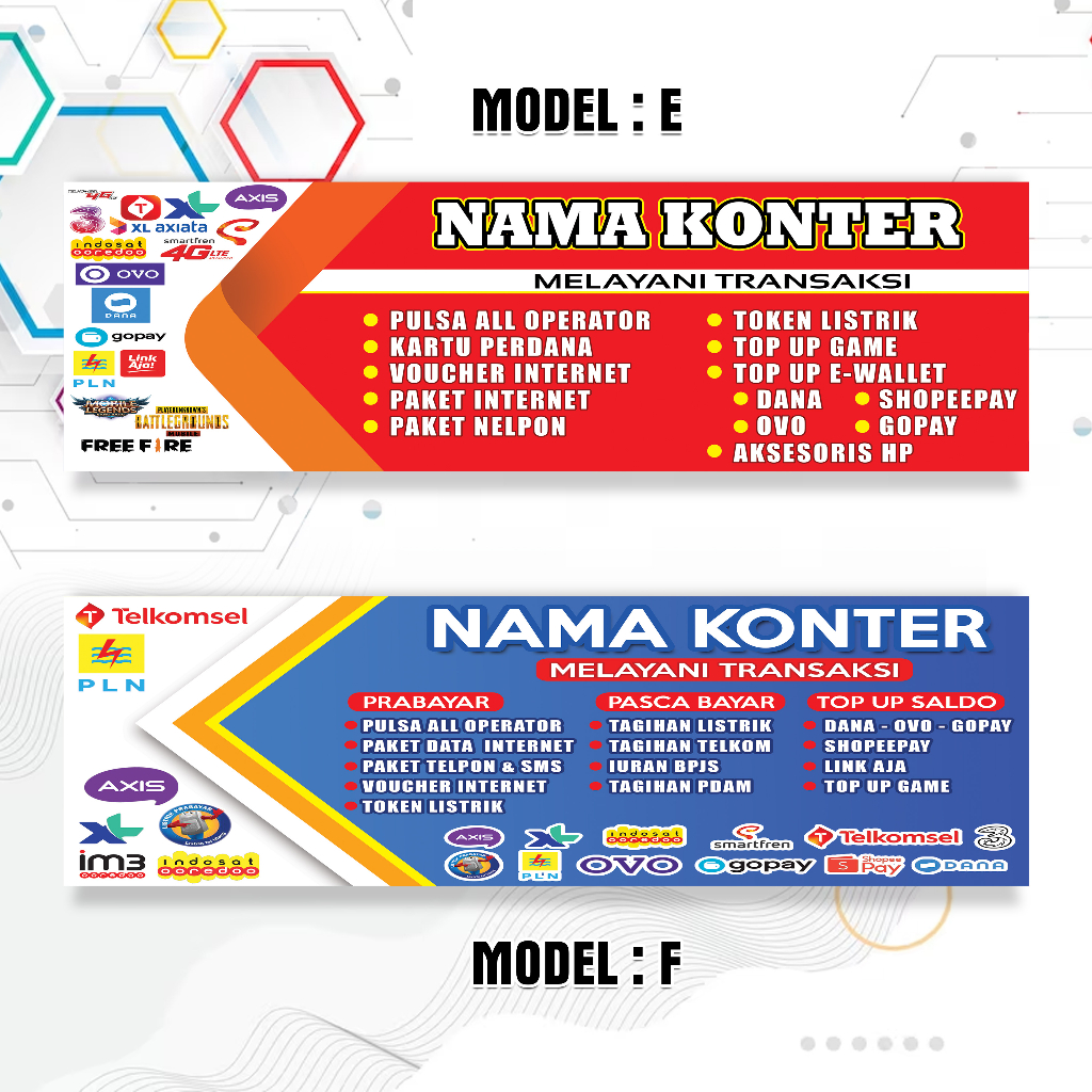 Jual Sticker / Stiker Bawah Etalase Konter Pulsa, Ukuran 100 x 30 cm ...
