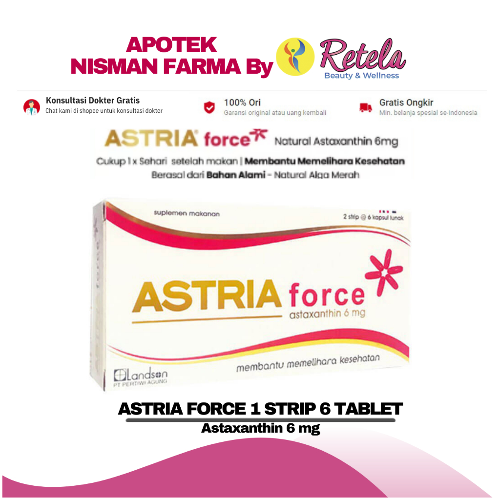 Jual ASTRIA FORCE ASTAXANTHIN 6MG 1 STRIP 6 TABLET | Shopee Indonesia