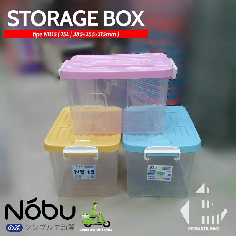 Jual Smart Storage Box 15L Nobu Transparan / Container Box Tutup Warna Kecil | Shopee Indonesia