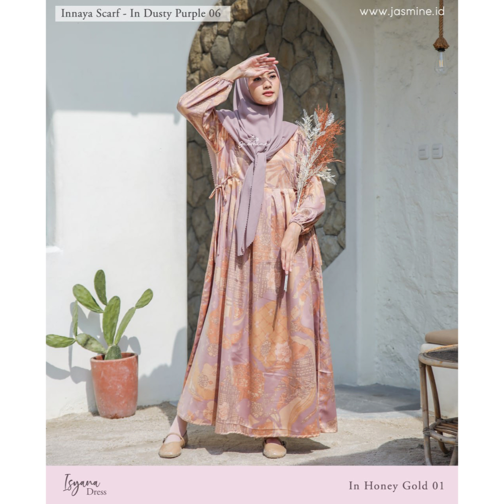 Jual ISYANA Gamis undangan silk flowy lembut mewah dengan motif ...