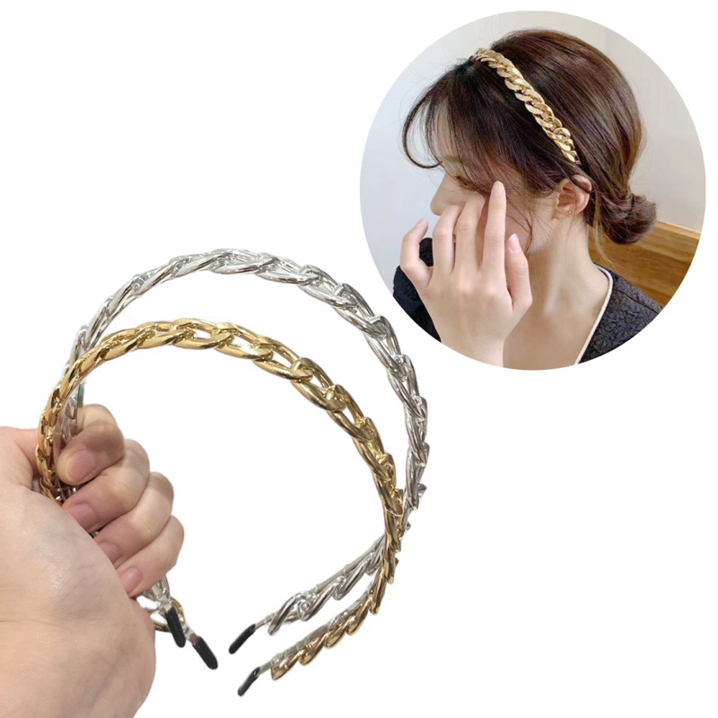 Jual Bando Rantai Besar Retro Big Chain Headband Hairband Korean Chain ...