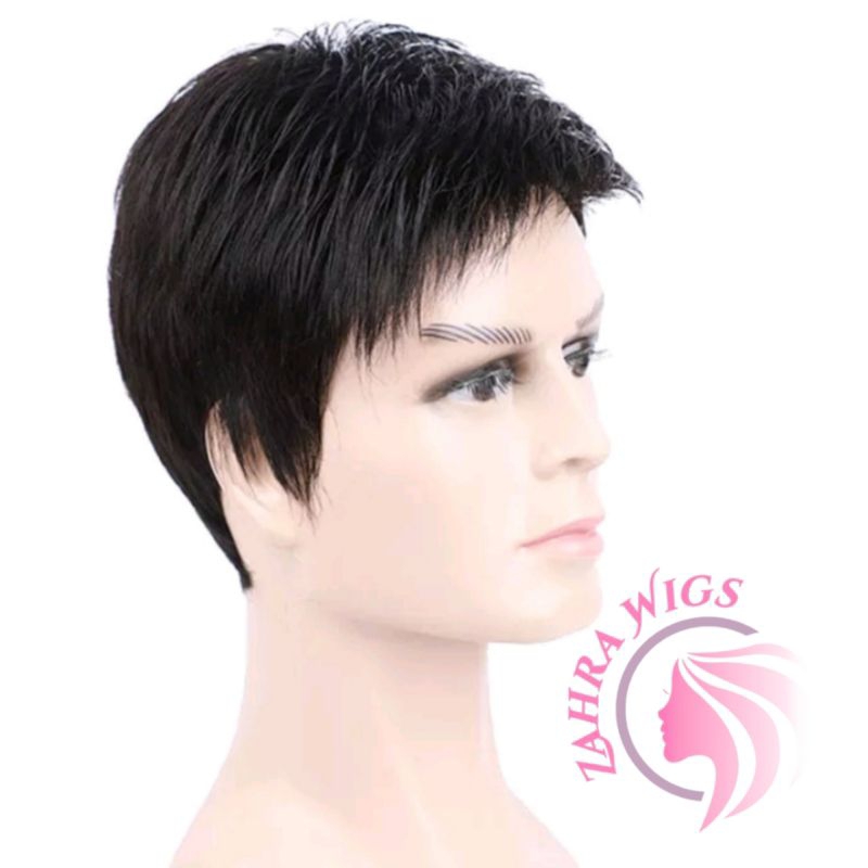 Jual WIG PRIA RAMBUT PENDEK WARNA HITAM GAYA PRIA RAMBUT NATURAL ALAMI ...