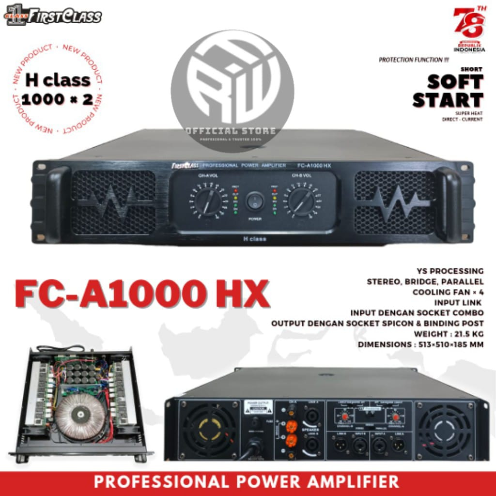 Jual PROFESSIONAL POWER AMPLIFIER H CLASS FIRSTCLASS FC-1000 HX 1000WATT | Shopee Indonesia