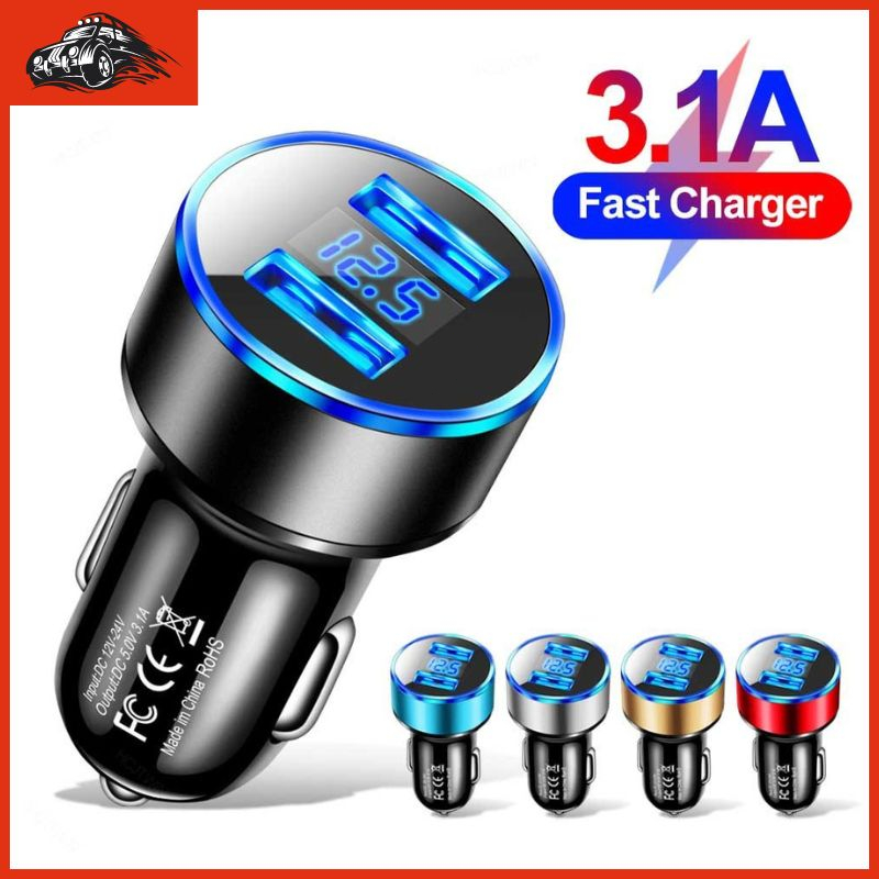 Jual Colokan Charger Mobil 2 Ports 3.1A 12V-24V Output Usb Charger ...