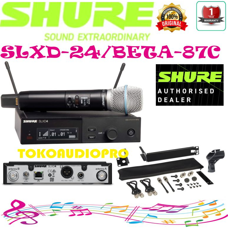 Jual Mic Wireless Shure SLXD24/B87C Digital Wireless Handheld Microphone Original | Shopee Indonesia