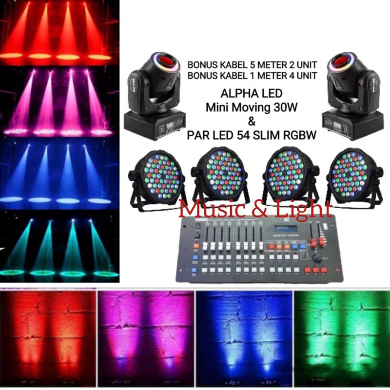 Jual Paket moving head beam 30W full color led strip plus parled led ...