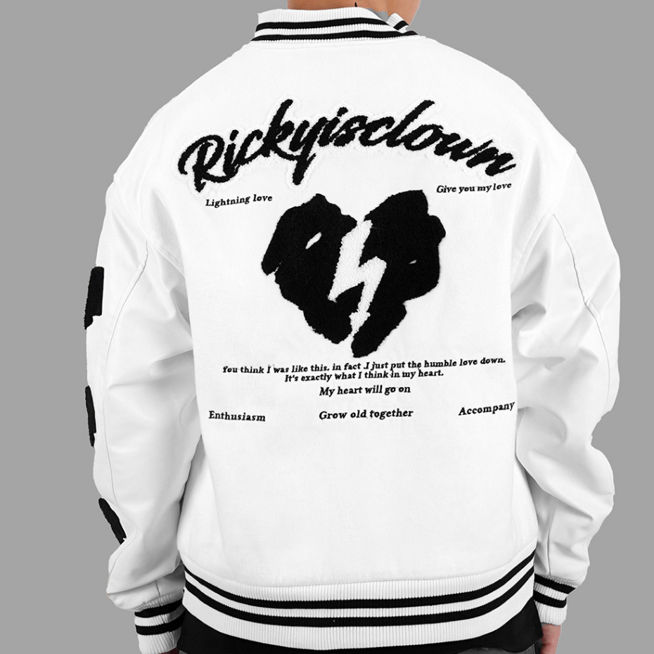 Jual RIC Ricky Is Clown Varsity Jacket Keep Staring White | Shopee ...