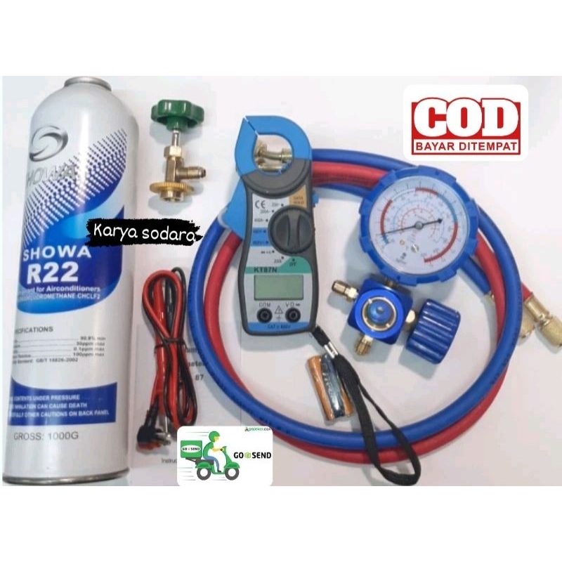 Jual PAKET ISI FREON AC R22 MANIFOLDT ANALIZER SELANG KRAN CT.339 DAN DIGITAL CAMP/ TANG AMPER ...