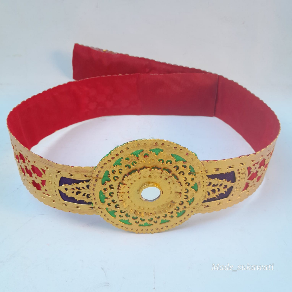 Jual Sabuk Pending Ikat Pinggang Tari Bali bahan kulit hitam gold ...