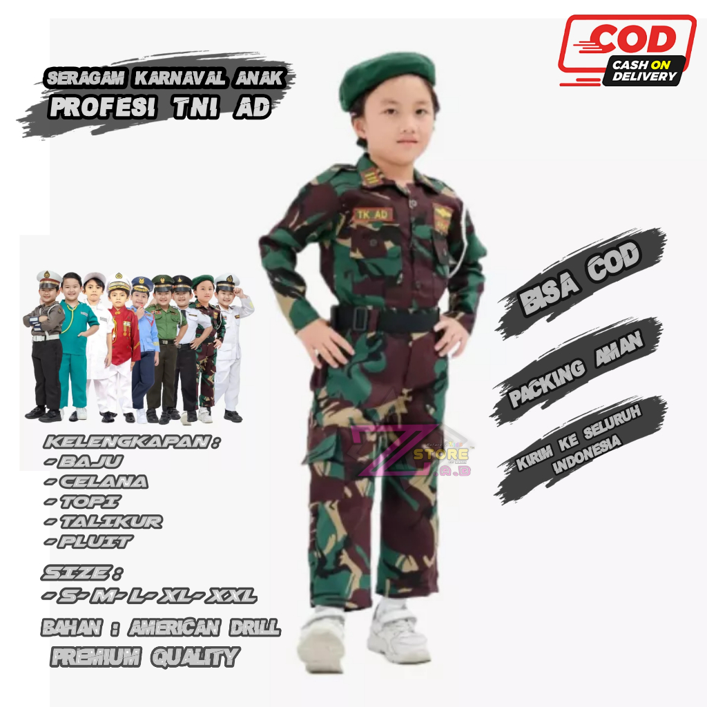 Jual SERAGAM KARNAVAL ANAK PROFESI TNI AD ( TENTARA NASIONAL INDONESIA ...