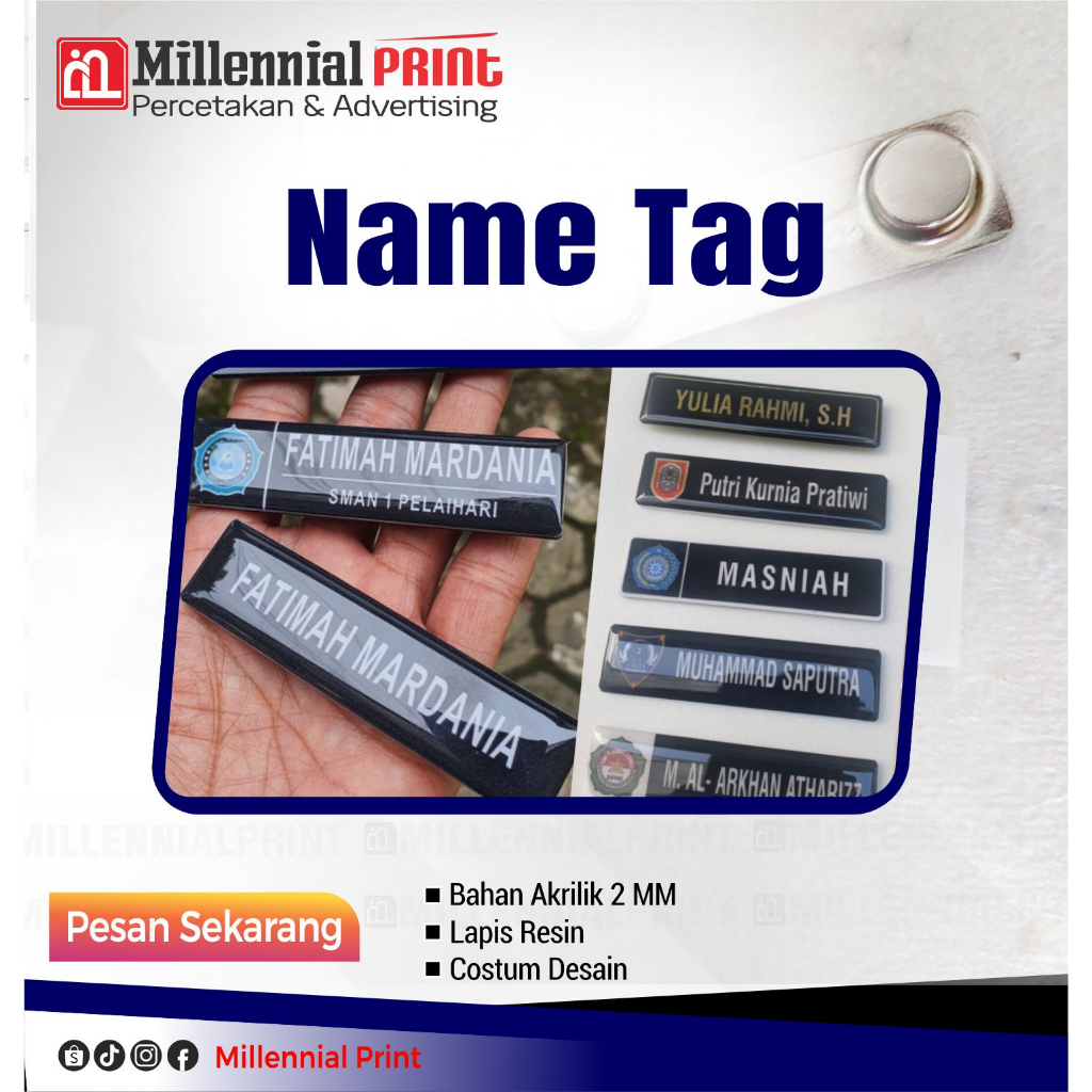 Jual NAME TAG AKRILIK, PIN NAMA, BED NAMA, PAPAN NAMA, RESIN (PENITI ...
